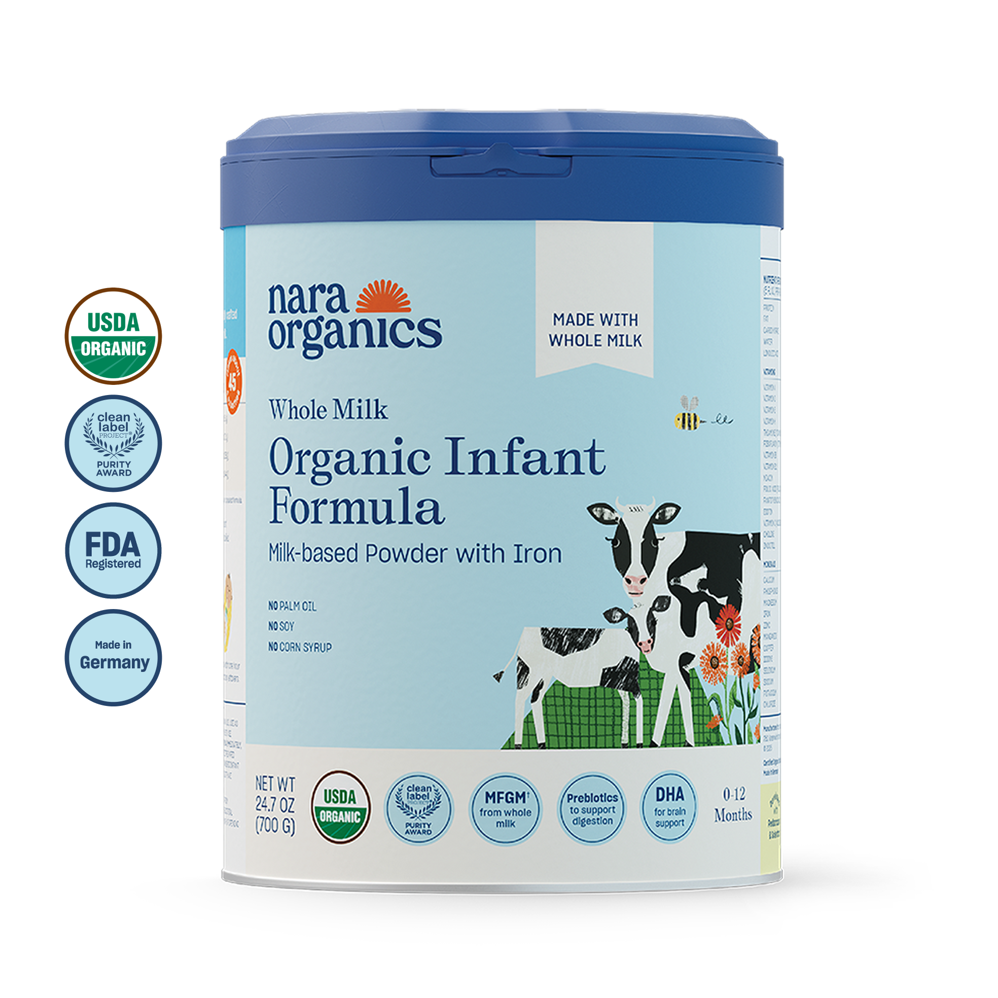 Organic Whole Milk Infant Formula – Full size cans – Nara Organics