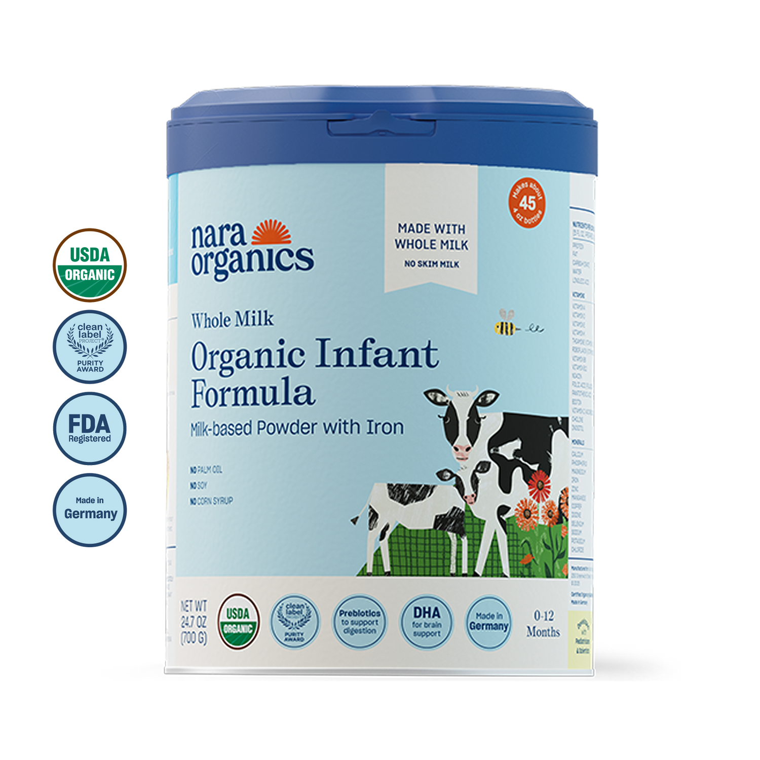 Organic Whole Milk Infant Formula – Full size cans – Nara Organics