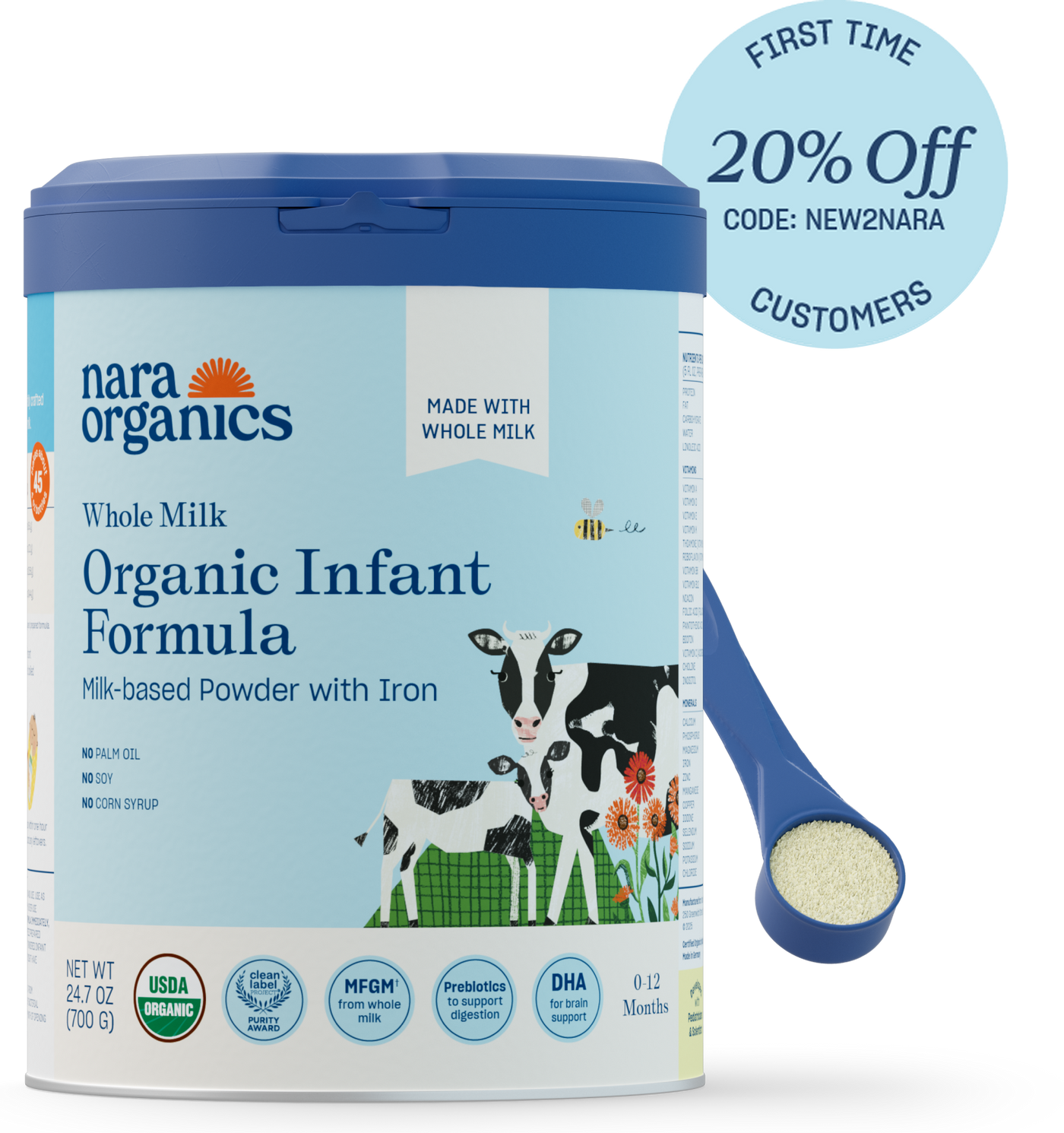Organic Whole Milk Infant Formula – Full size cans – Nara Organics